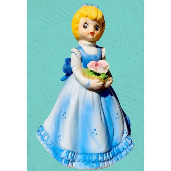 None | Accents | Vintage 95s Girl Figurine Hand Painted Fancy Dress ...